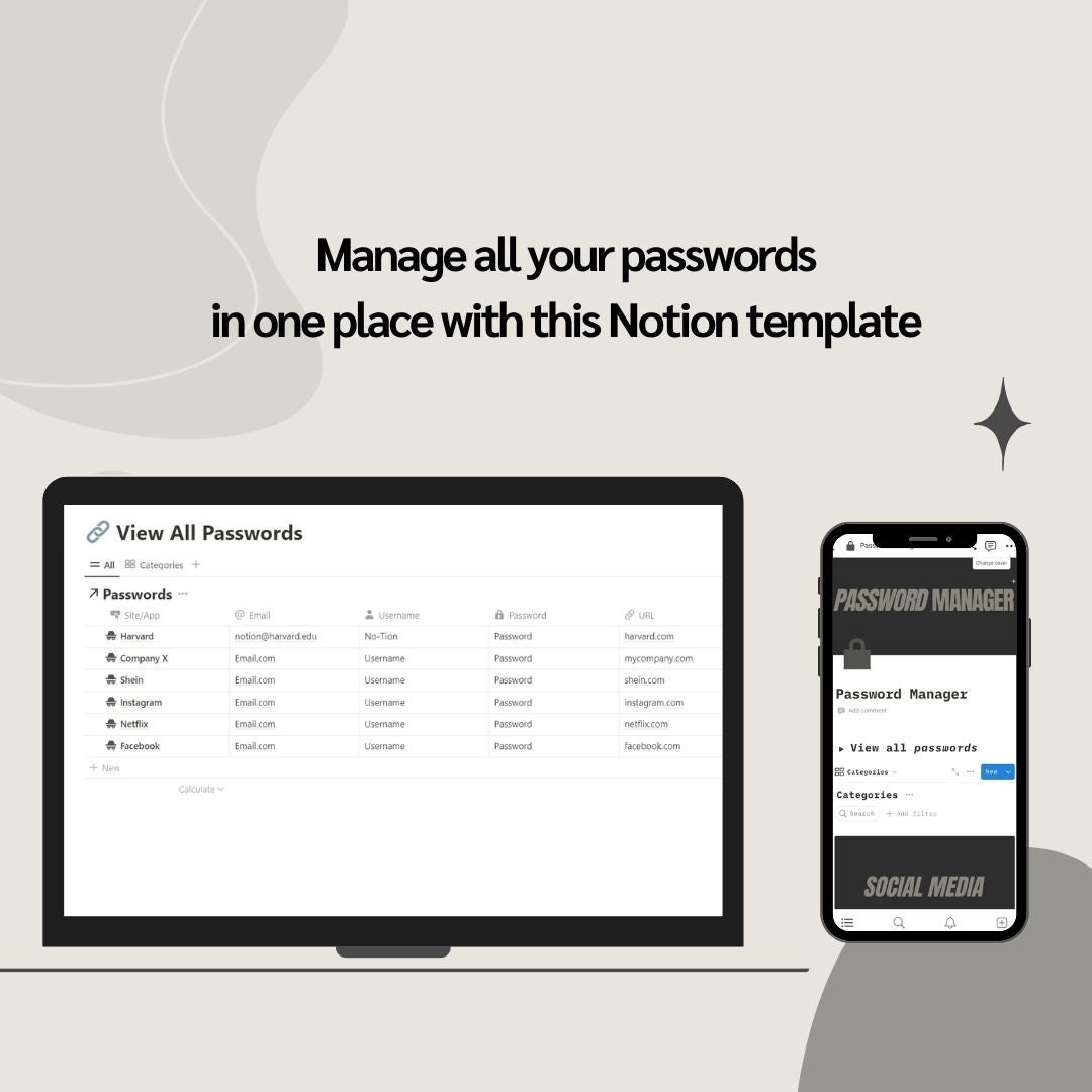 Notion Template Password Tracker Ultimate Organizer & Dashboard for Business and Personal Use ...