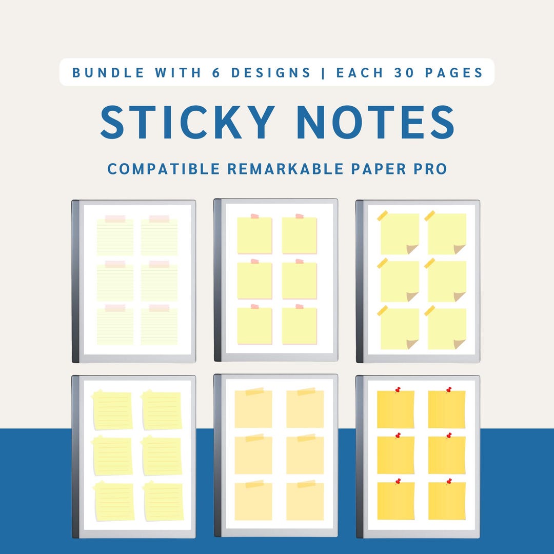Sticky Notes Bundle for Remarkable Paper Pro, Templates Designed for ...