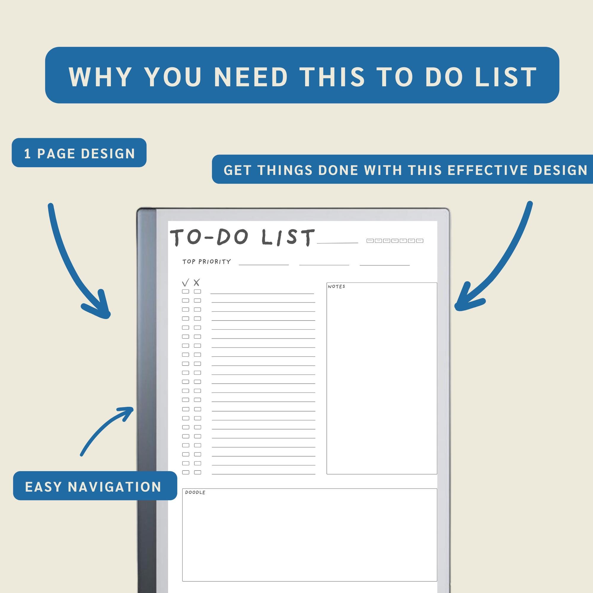 Daily To-do List Template for E-paper Tablets, Task Organizer, Digital ...