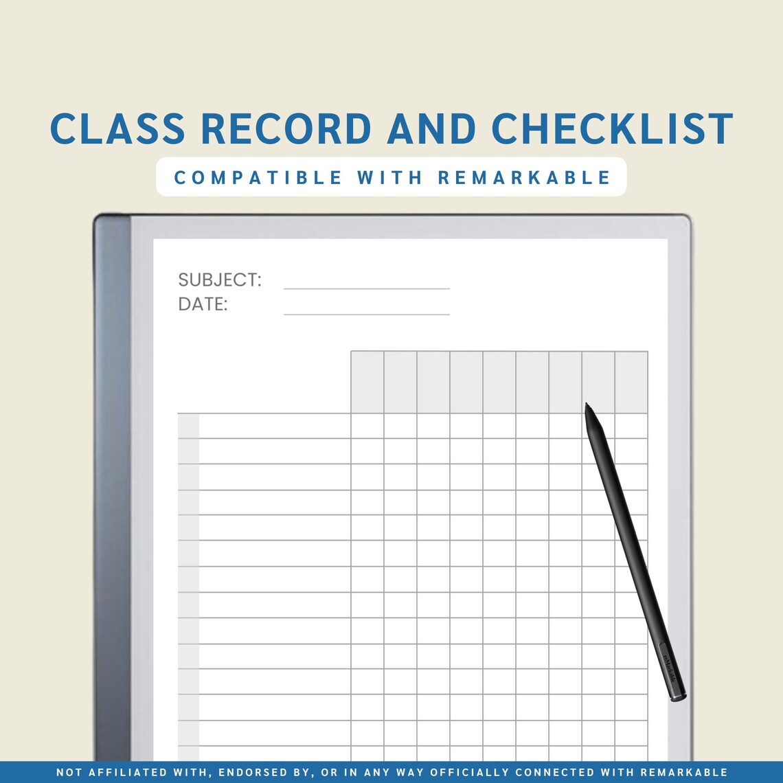 Remarkable Teacher Gradebook Template: Class Record & Checklist (PDF ...