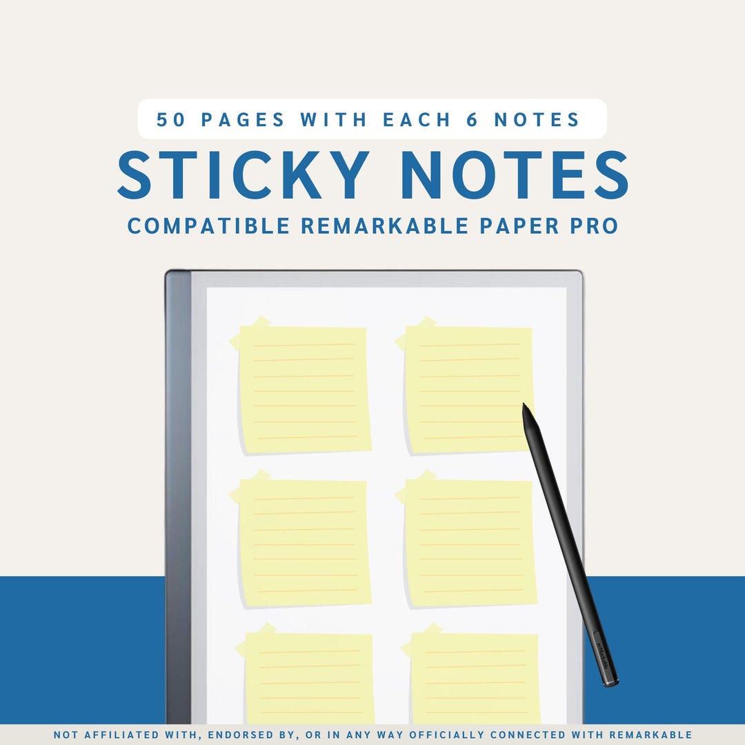 Remarkable Paper Pro Sticky Notes Templates (digital Download) - Etsy