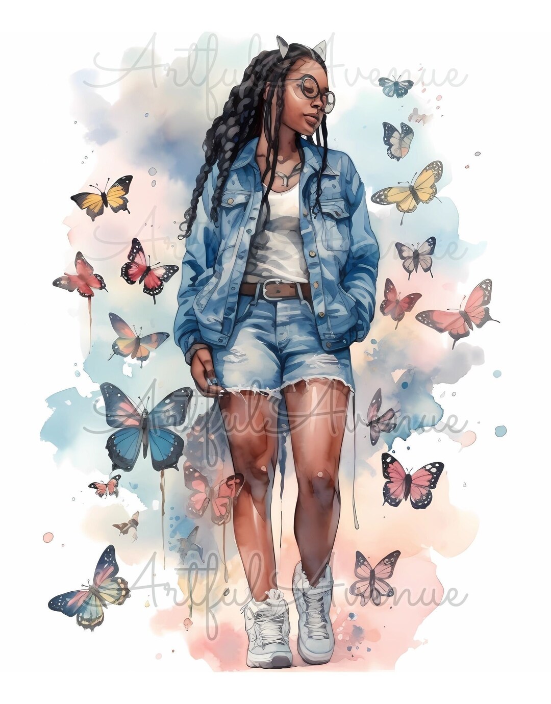 Black Girl Watercolor PNG, Black Girl Clipart, Black Princess PNG ...