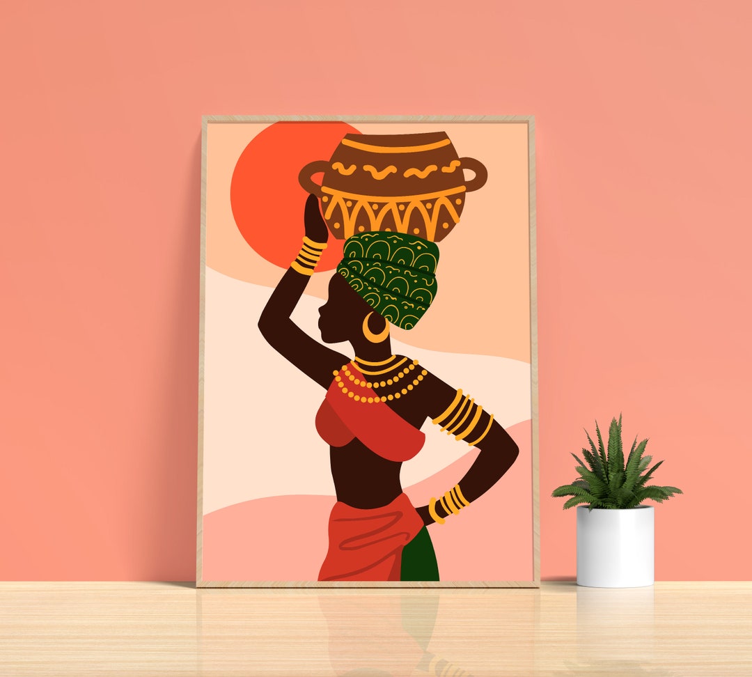 Traditional African Woman Poster Wall Art, Wall Frame Poster Wall Art ...