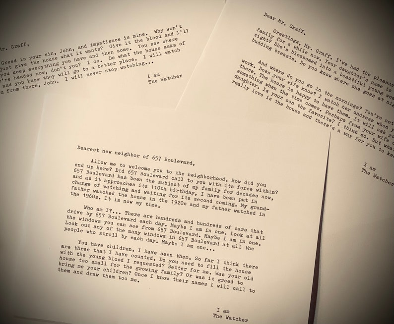 The Watcher Letters Hand Typed Replica of the Original Letters Custom ...