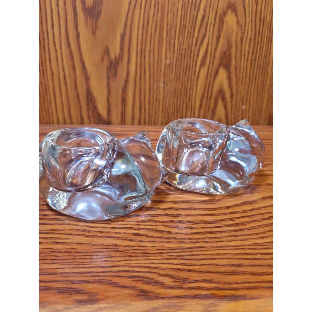 Set of 2 Vintage Indiana Glass Crystal Cat Votive Candle Holders - Etsy