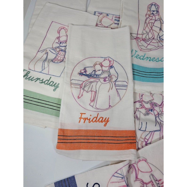 Days of the Week Kitchen Towel Set With Needle Point Design - Etsy