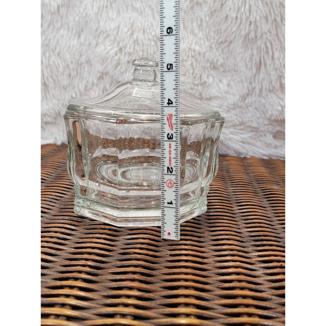 Vintage Indiana Glass Clear Apothecary Octagon Container W/ Lid - Etsy