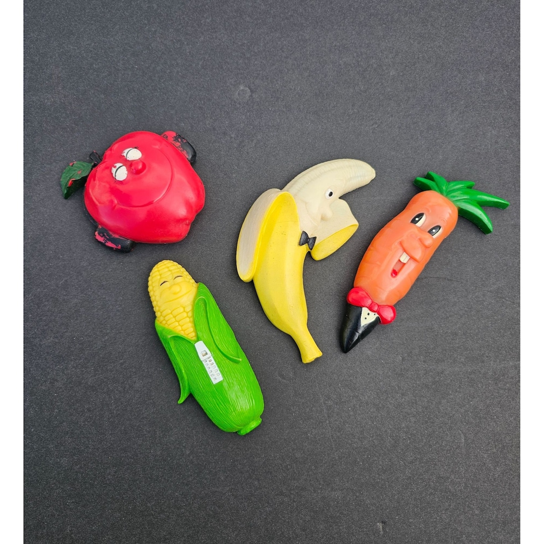Ventage Large Anthropomorphic Vegetable and Fruit Magnets, Set of 4 - Etsy