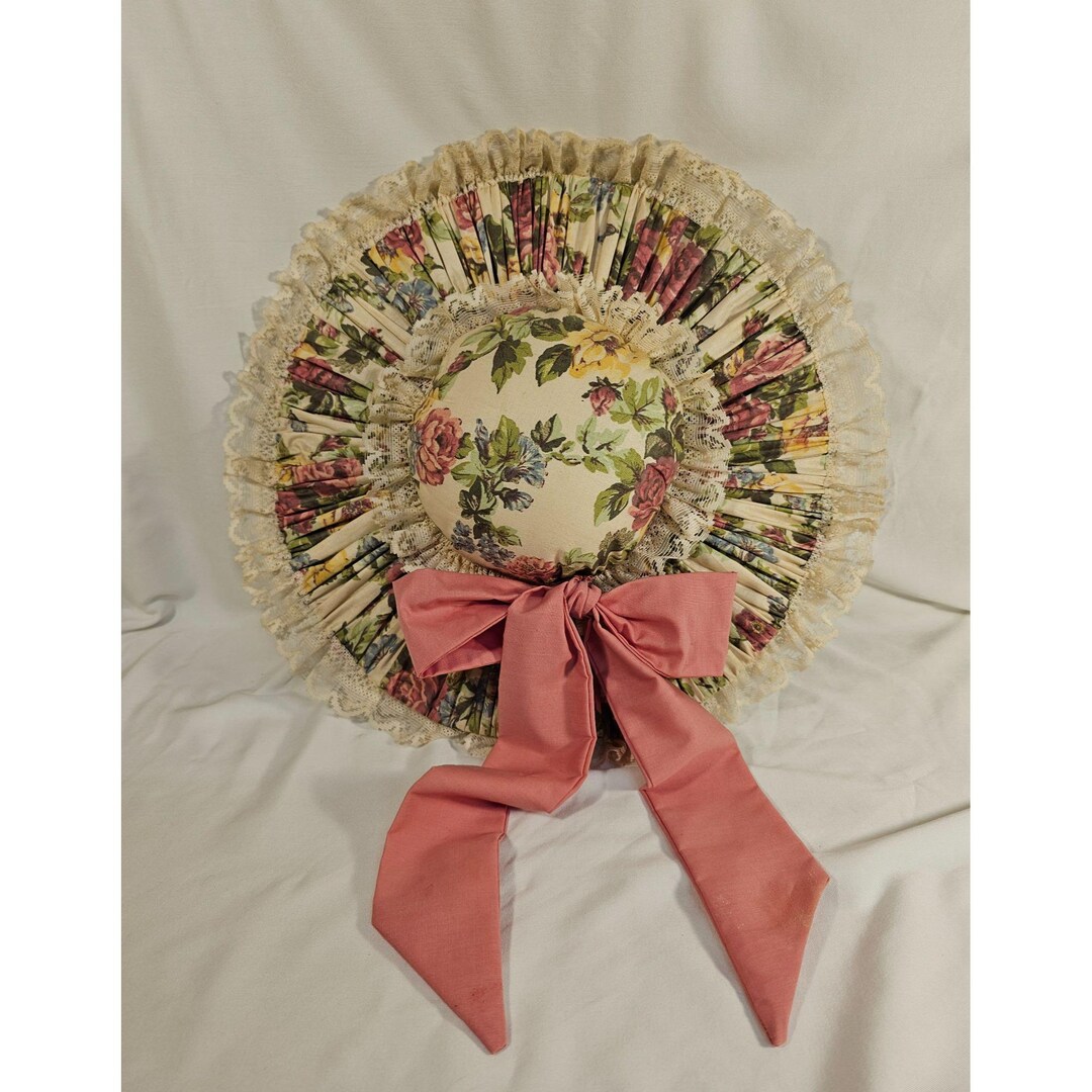 Vintage Handmade Hat Wall Decor With Large Pink Ribbon - Etsy