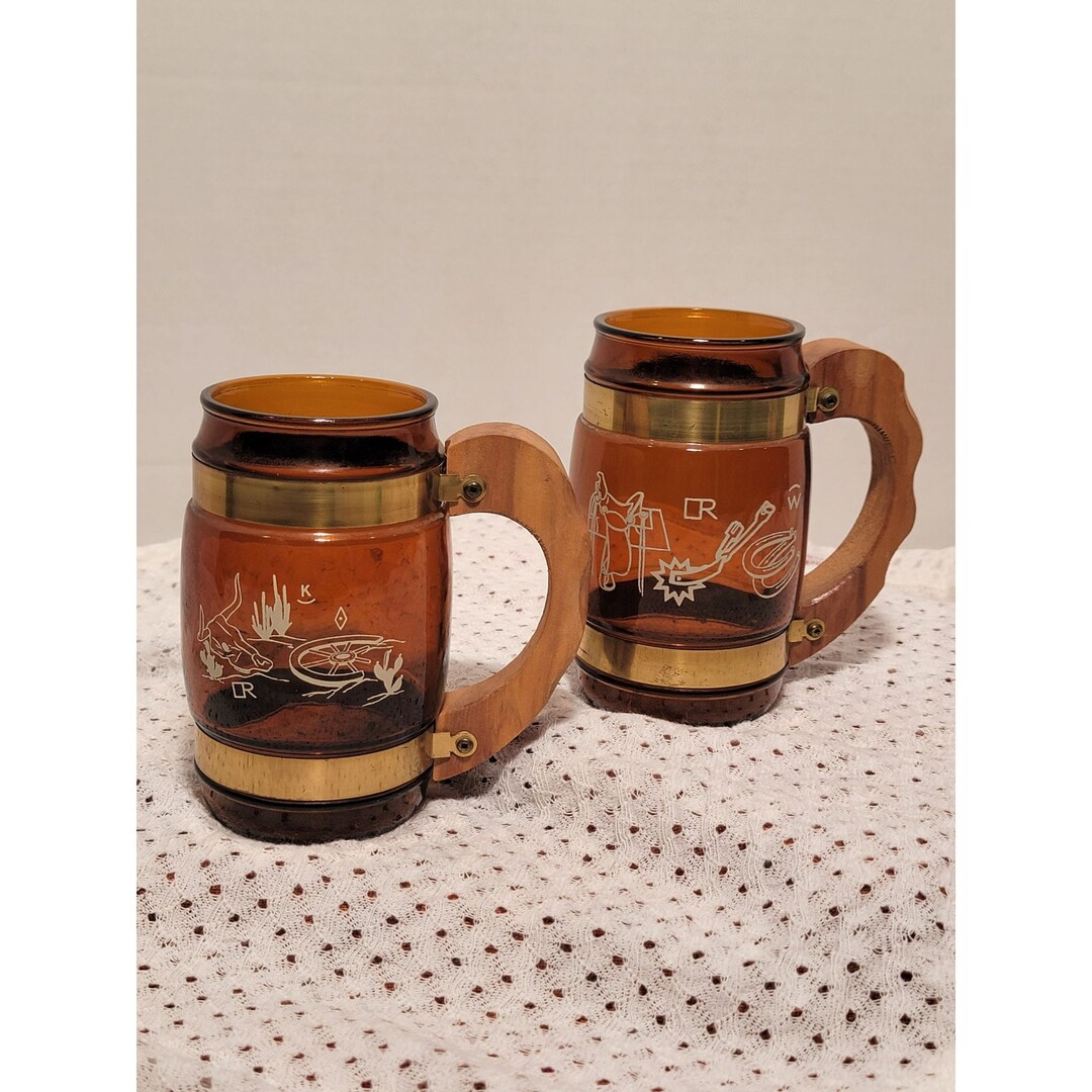 Vintage Siesta Ware Amber Wood Handle Mug Set of 2 - Etsy