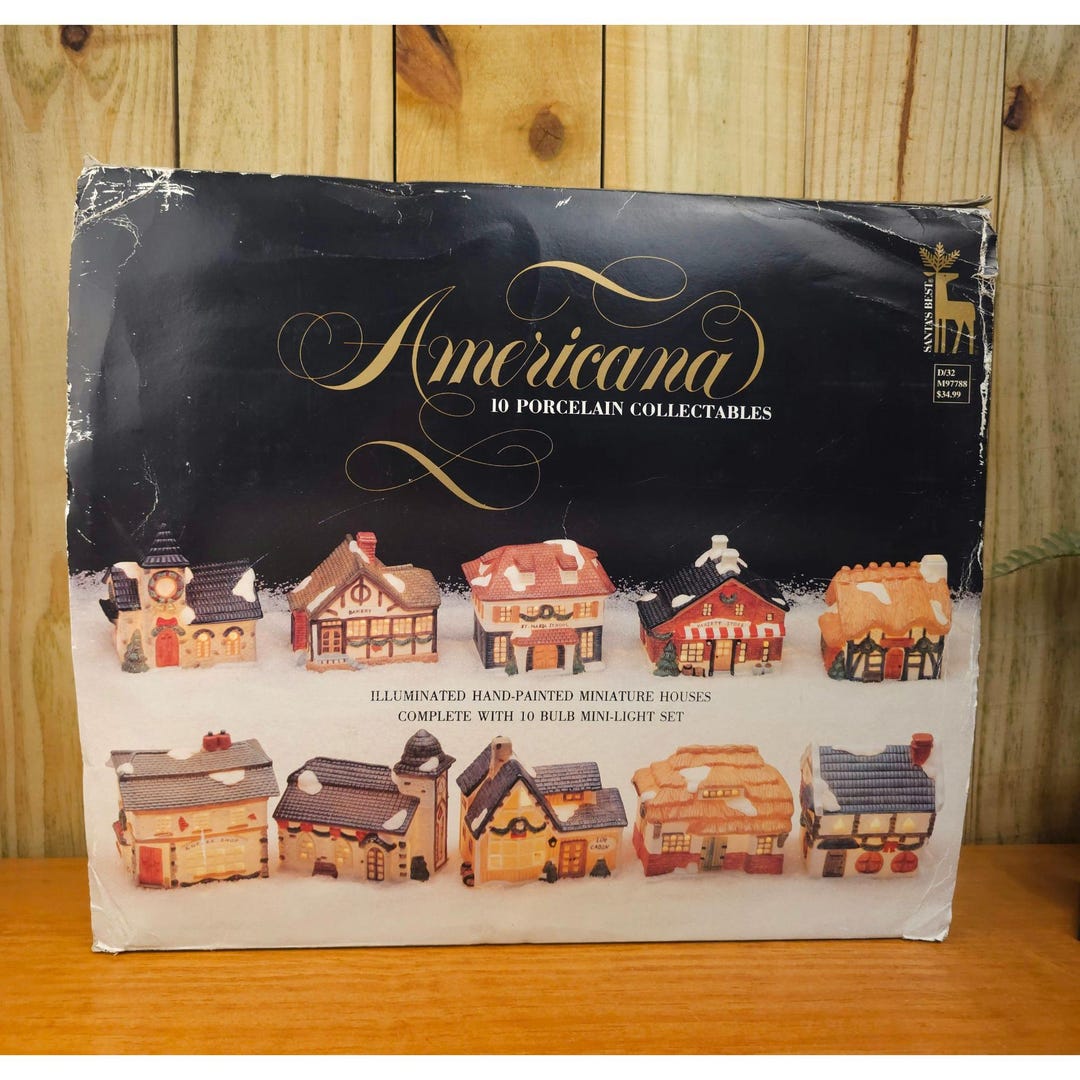 Vintage 1993 Americana 10-piece Illuminated Porcelain Miniature House ...