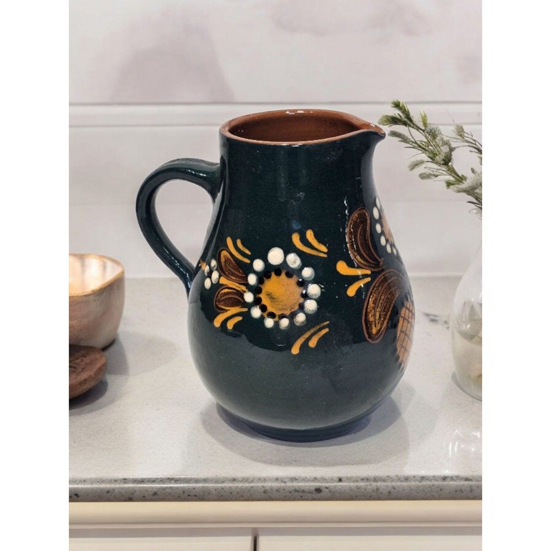 Vintage Handmade Hand Painted Pottery Pitcher, Signed - Etsy