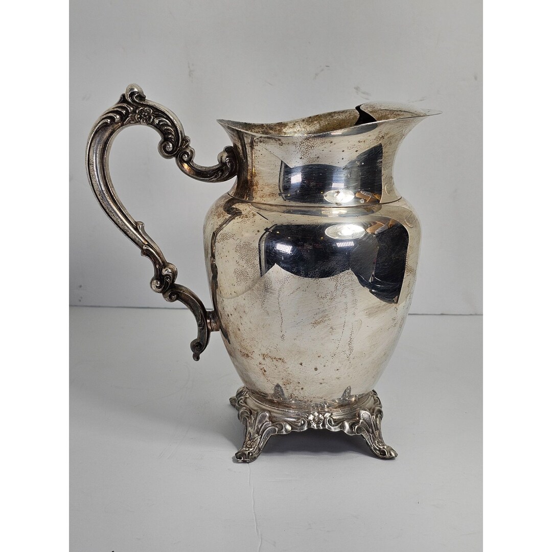 Vintage Oneida Silver Plated Footed Ornate Pitcher - Etsy
