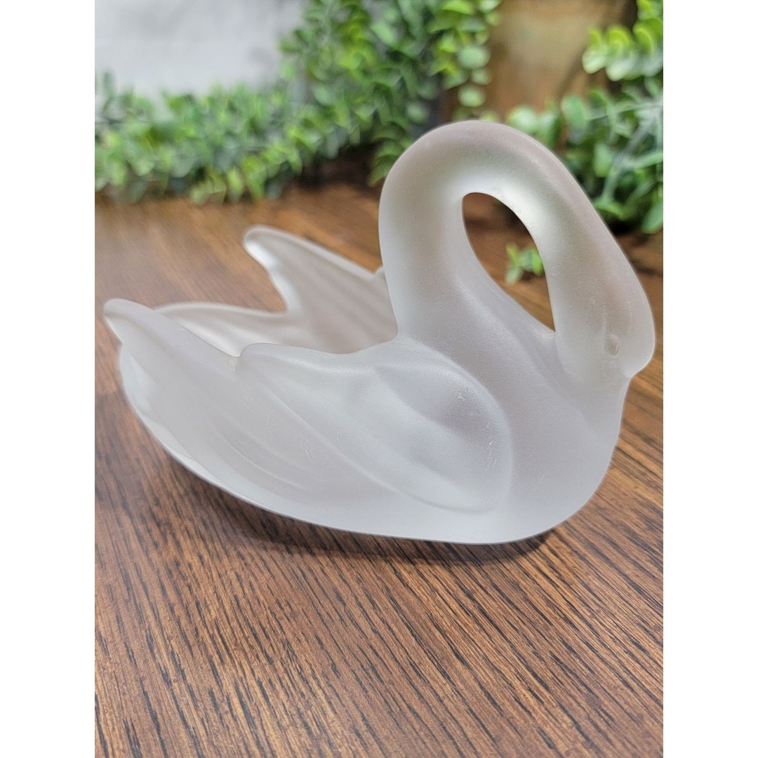 Vintage Frosted Satin Swan Trinket Votive Dish - Etsy