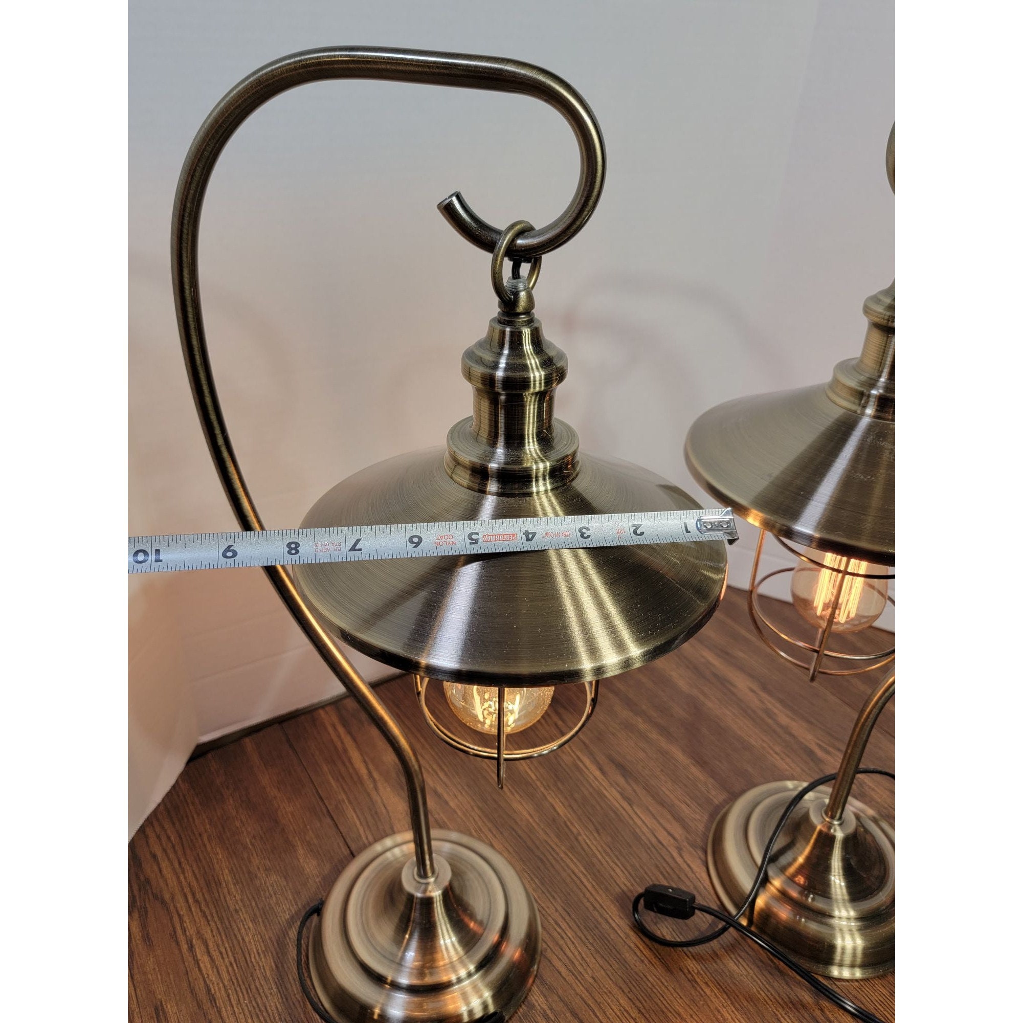 Antique Brass Industrial Caged Light Table Lamp, Set of 2 - Etsy