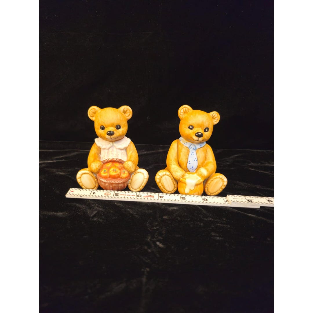 Vintage Homco Porcelain Bear Figurines Harvest Bears - Etsy