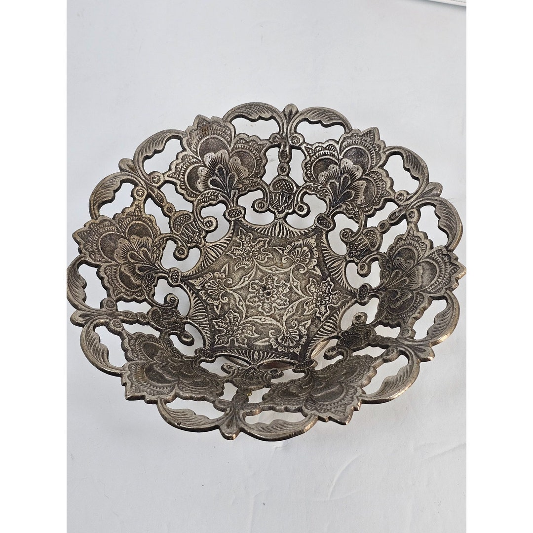 Vintage Footed Silver Filigree Style Bowl - Etsy