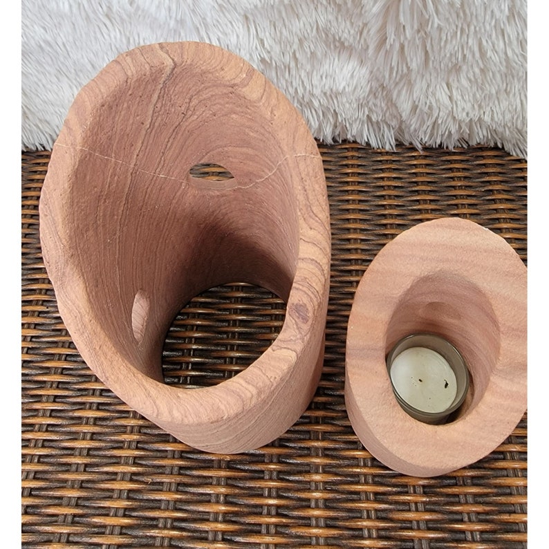 Set of 2, Heavy Sandstone Candle Holders - Etsy