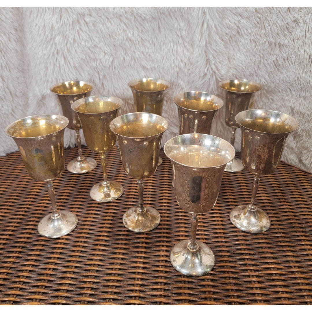 Lot of 9 Silver Plated Goblets, Made in India, Gifts of Distinction ...