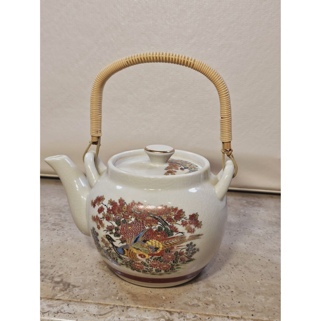 Vintage Japan Crackle Saki/tea Pot With Bamboo Handle - Etsy