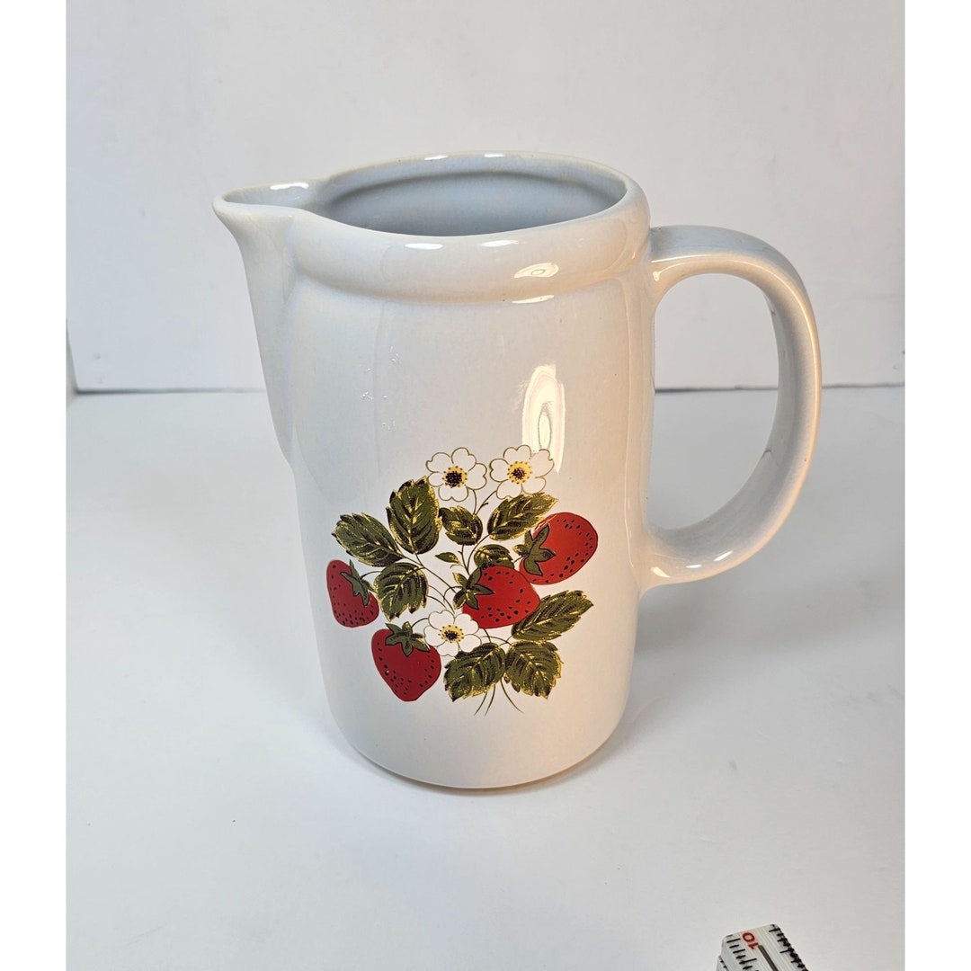 Vintage Ceramic Strawberry Embossed Pitcher - Etsy