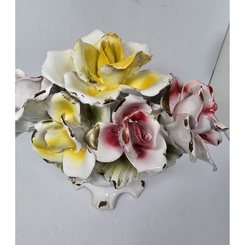 Vintage Capodimonte Italy Porcelain Hand Painted Flowers Arrangement ...