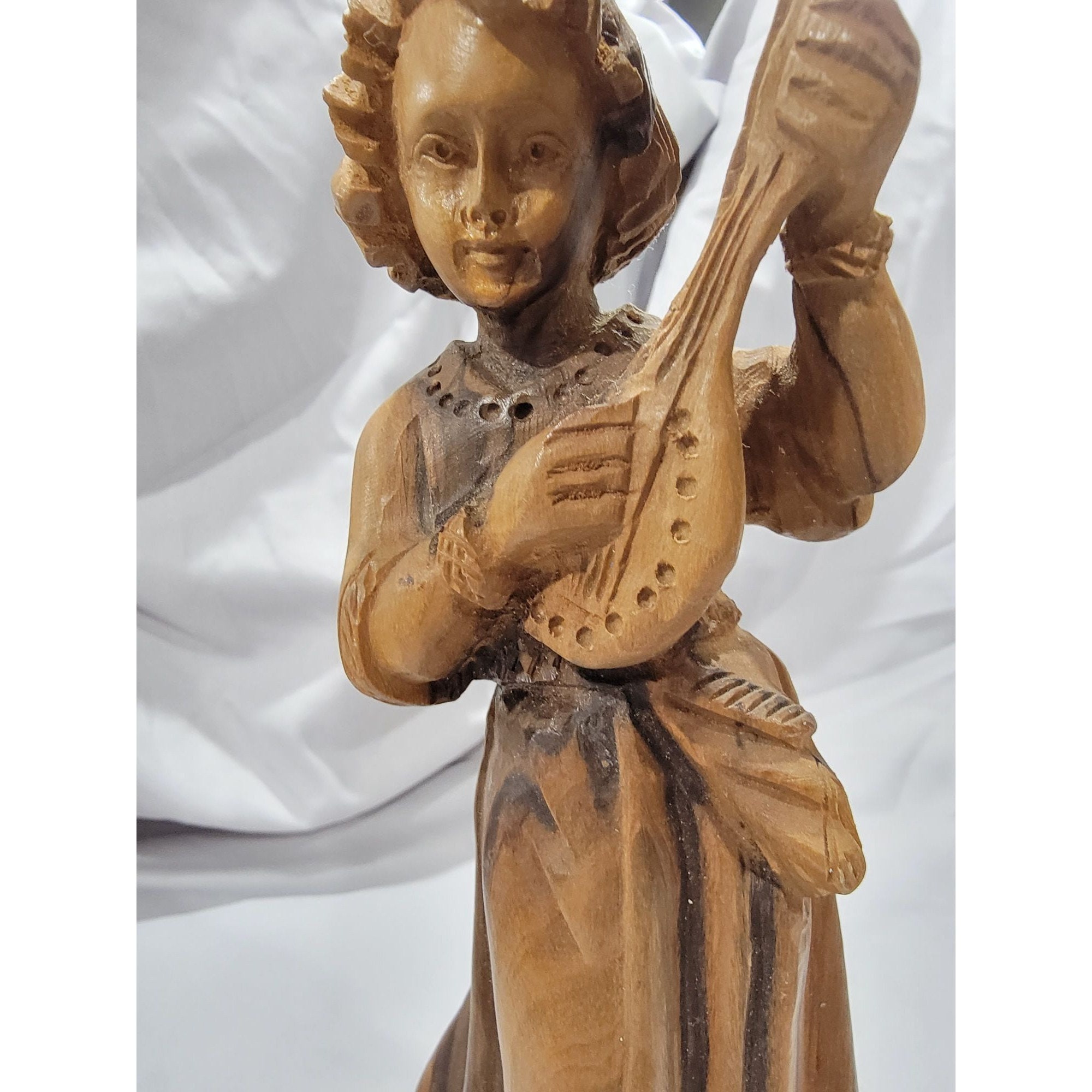 Carved Figurine, Italian Girl With Mandolin - Etsy
