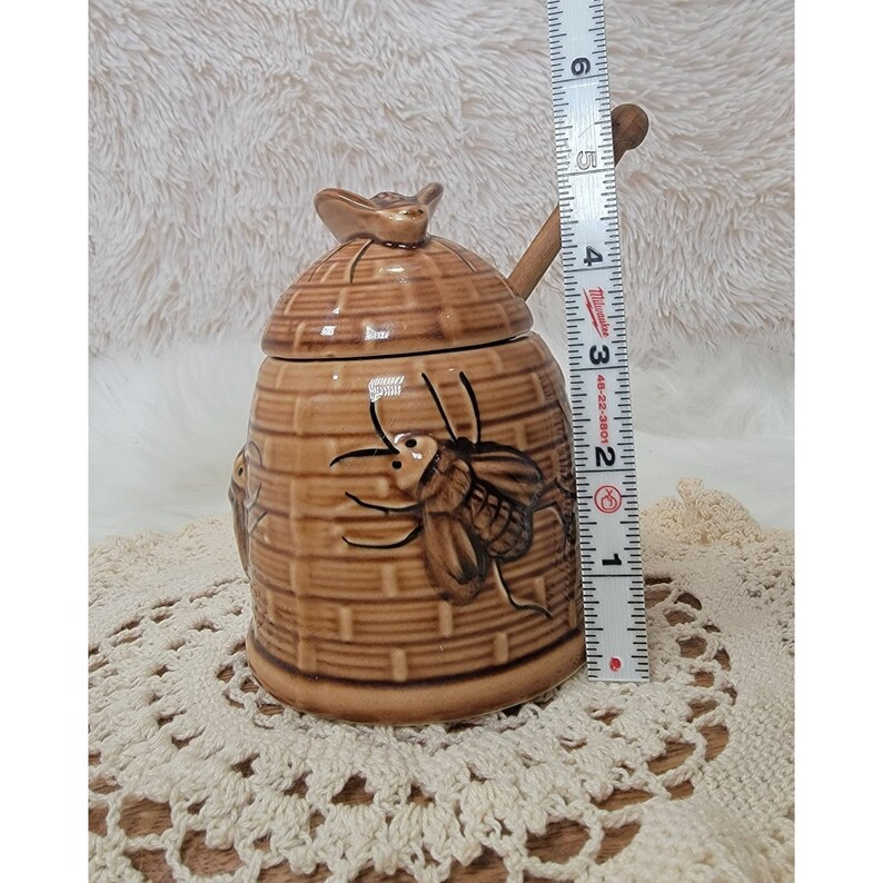 Antique Ceramic Beehive Honey Pot With Wooden Sick Dipper - Etsy
