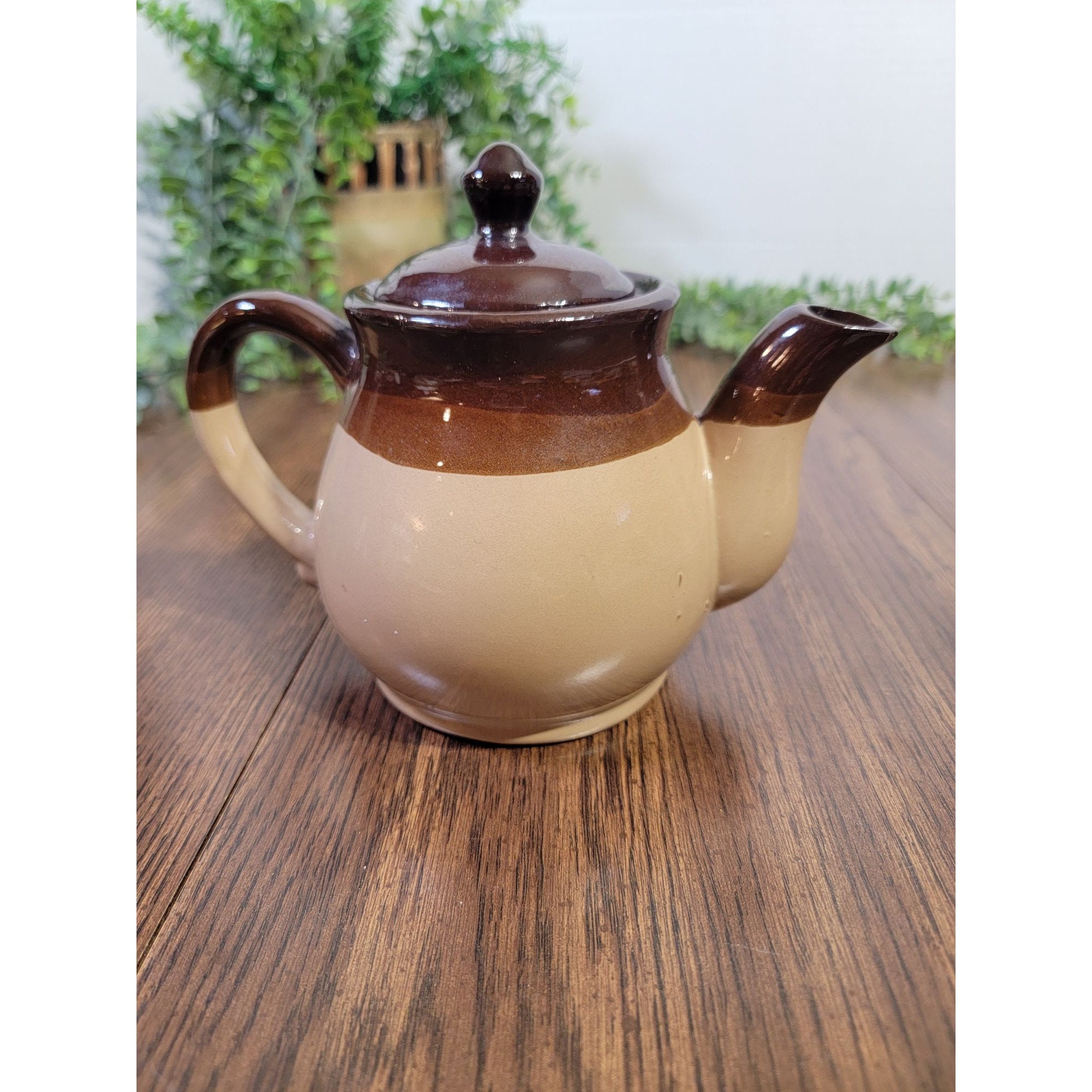 Vintage Glazed Terracotta Teapot - Etsy