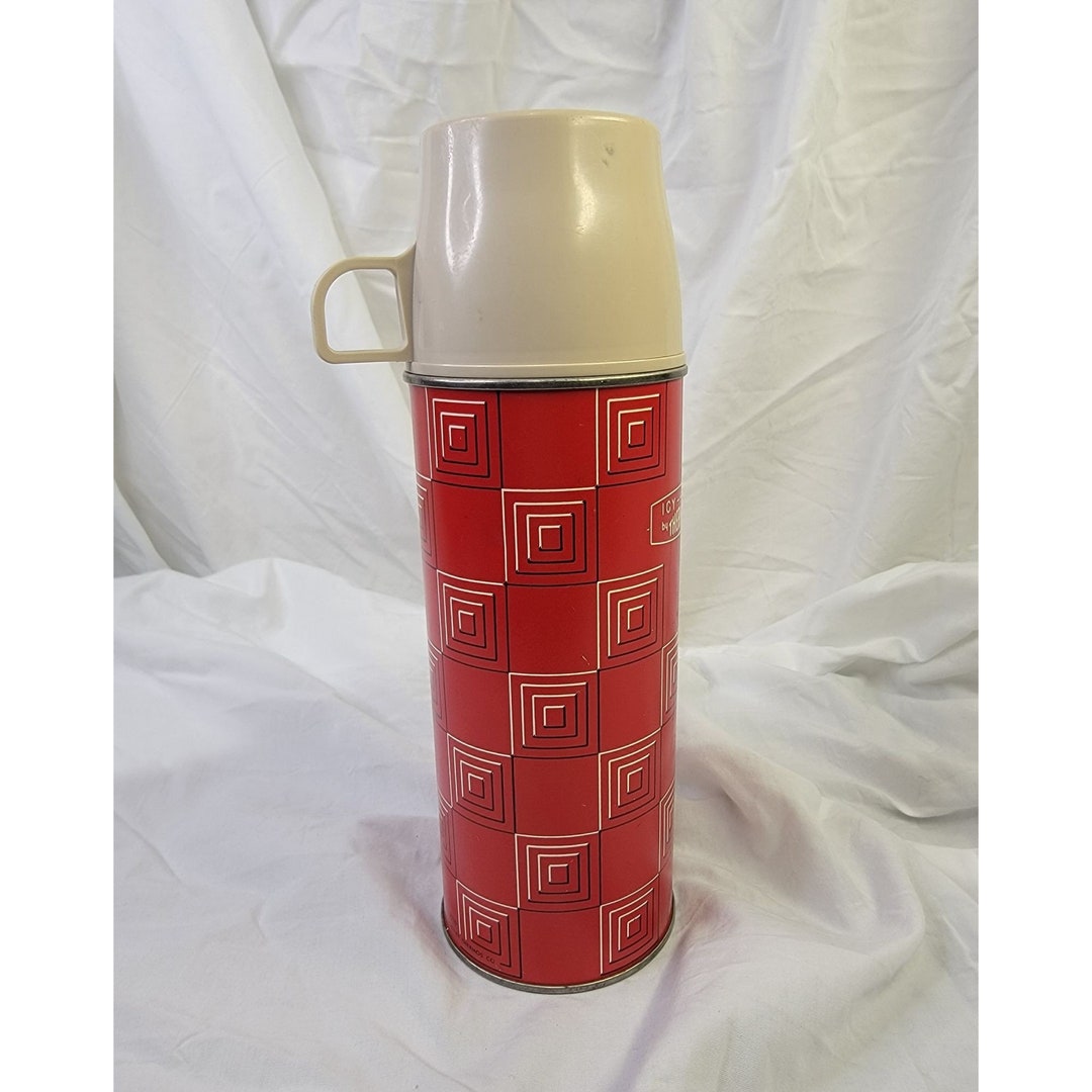 Vintage Red Thermos Icy-hot Metal Thermos, Pint Size - Etsy