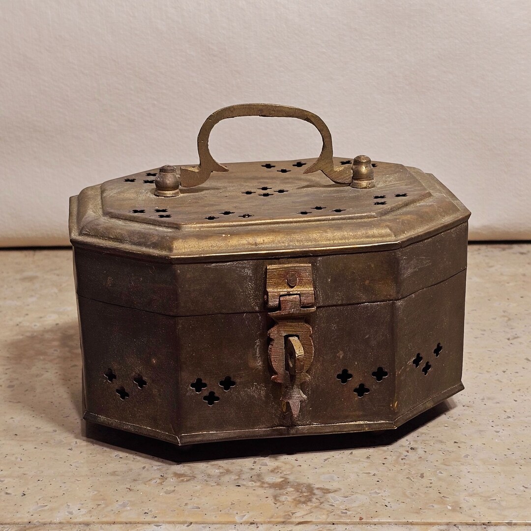 Vintage Brass Trinket Box Incense Potpourri Metal Lock Box - Etsy