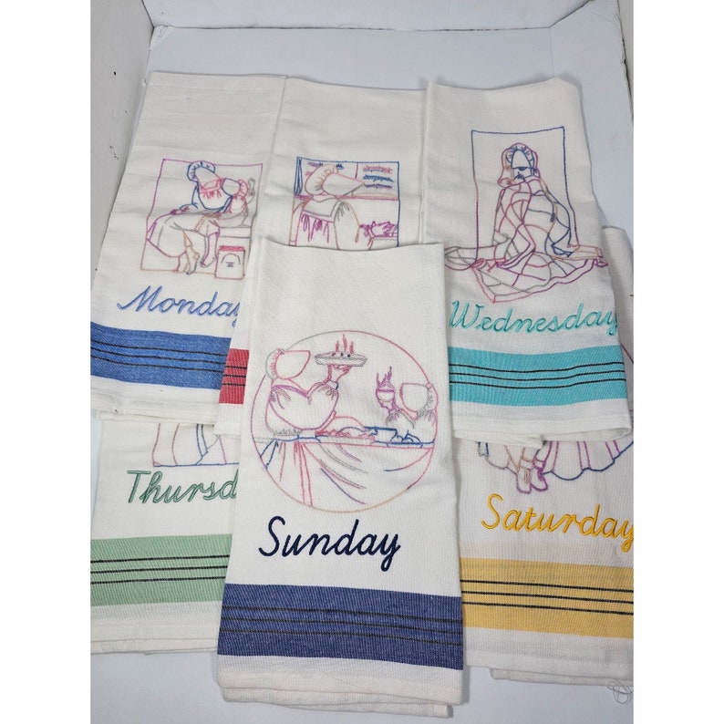 Days of the Week Kitchen Towel Set With Needle Point Design - Etsy