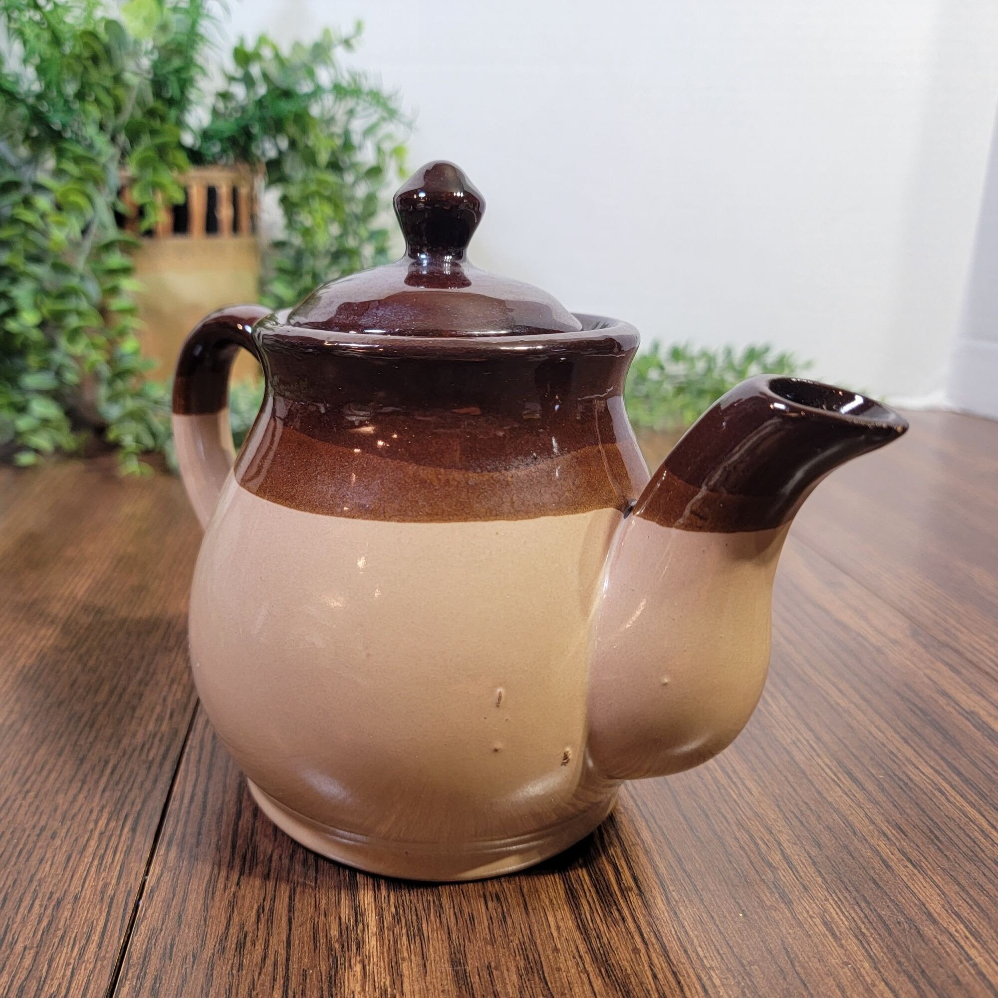Vintage Glazed Terracotta Teapot - Etsy