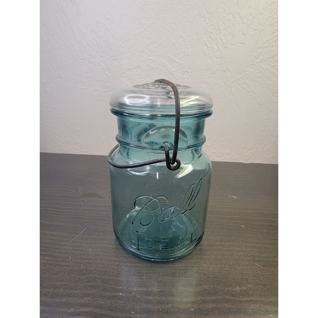 Vintage Ball Ideal Wire Bail Aqua Blue Pint Canning Storage Jar - Etsy