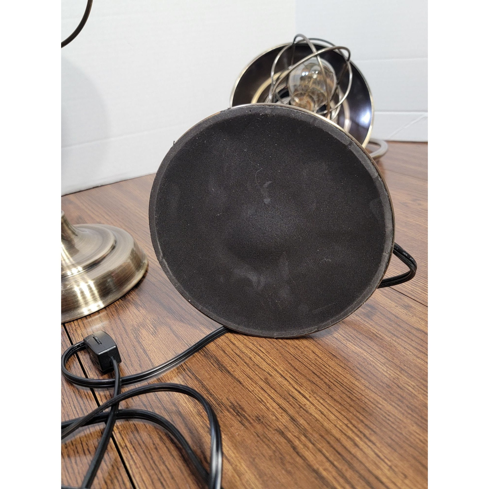 Antique Brass Industrial Caged Light Table Lamp, Set of 2 - Etsy