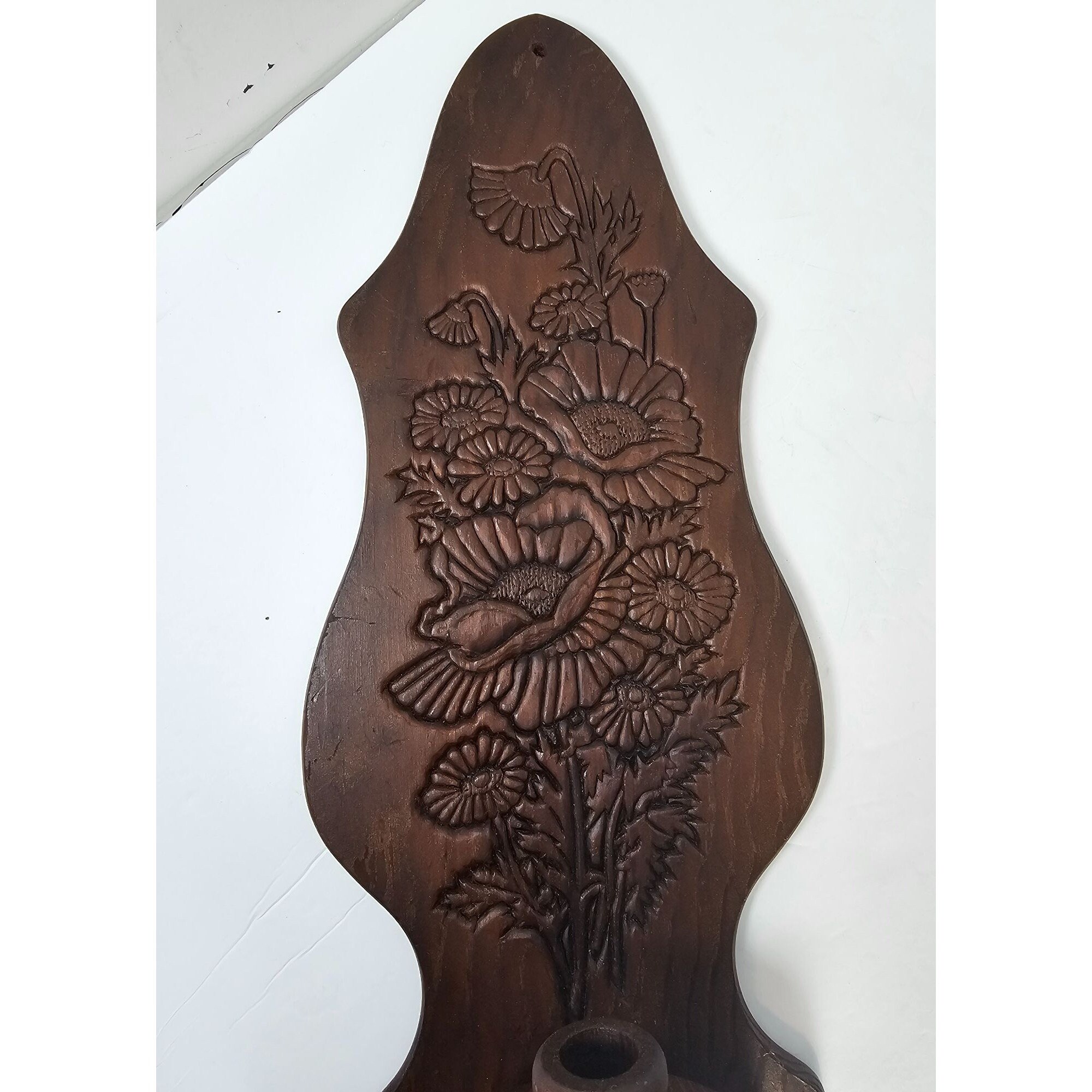 Vintage 1970 Homco Wooden Embossed Wall Candle Sconce - Etsy