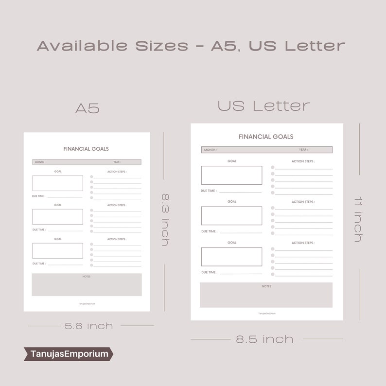 Financial Goals Planner Printable - Etsy
