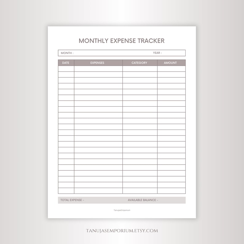 Monthly Expense Tracker Printable | Monthly Expense Tracker PDF - Etsy