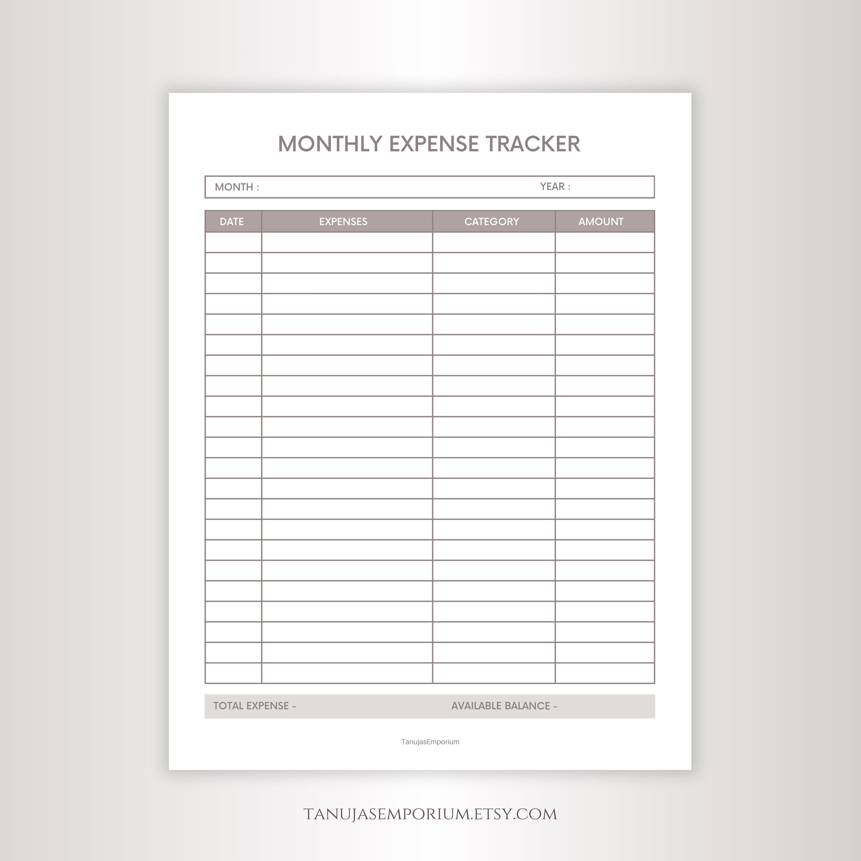 Monthly Expense Tracker Printable | Monthly Expense Tracker PDF - Etsy