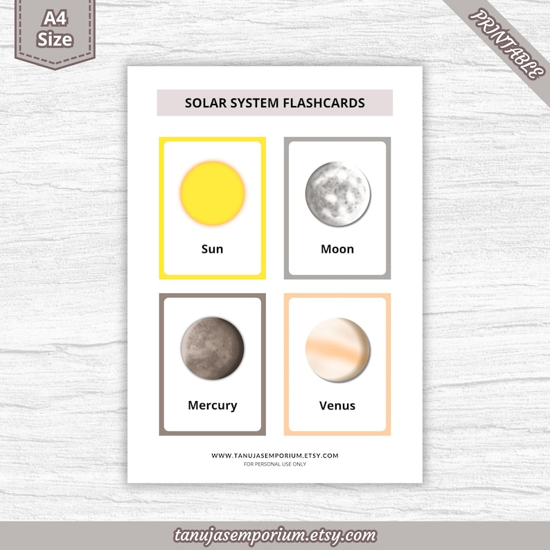 Solar System Flashcards Printable | Planets Flashcards - Etsy