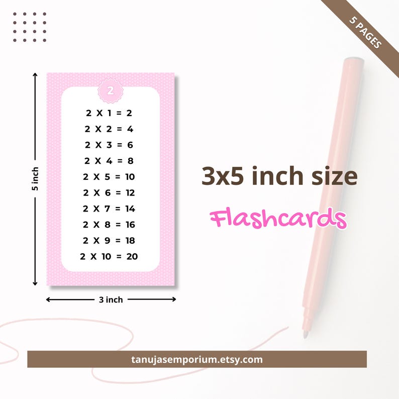 Printable 1-20 Multiplication Tables Flashcards - Etsy