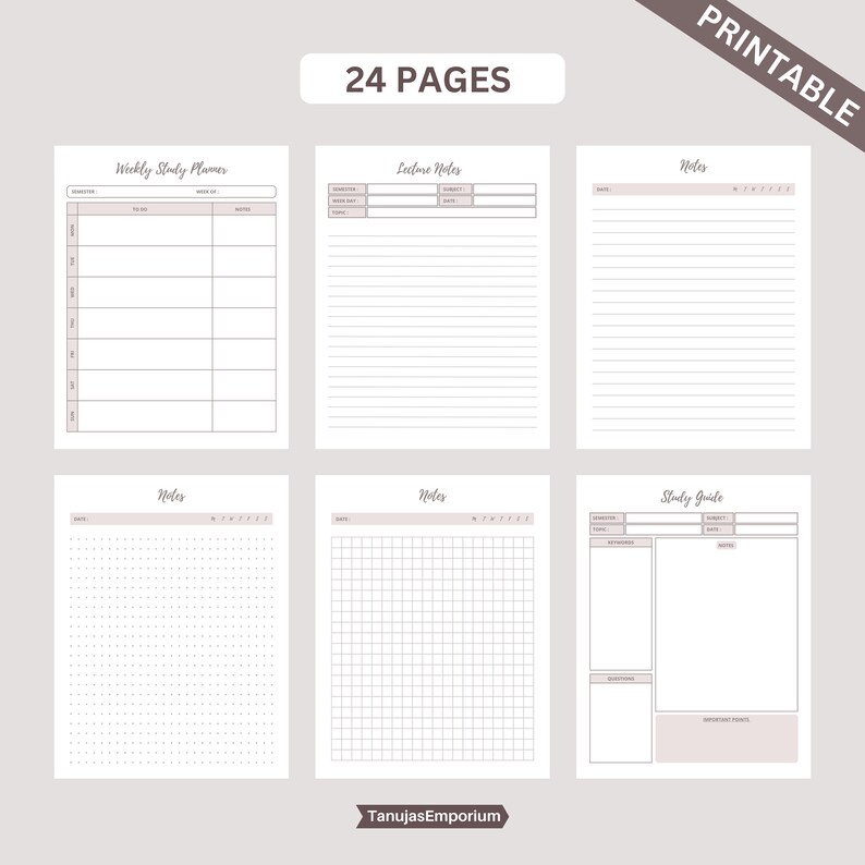 Student Study Planner Printable Student Planner - Etsy