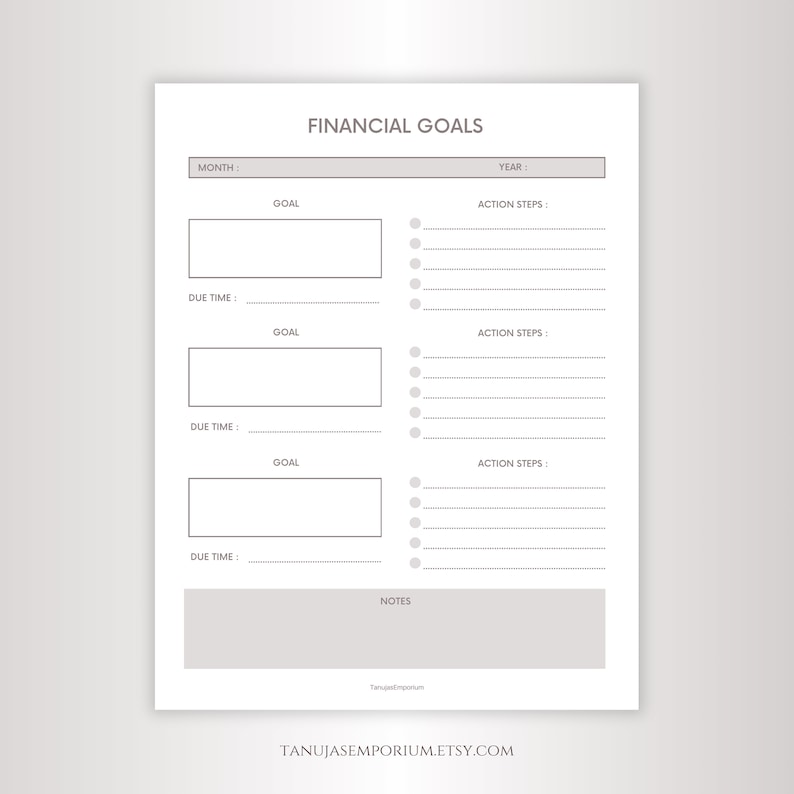 Financial Goals Planner Printable - Etsy