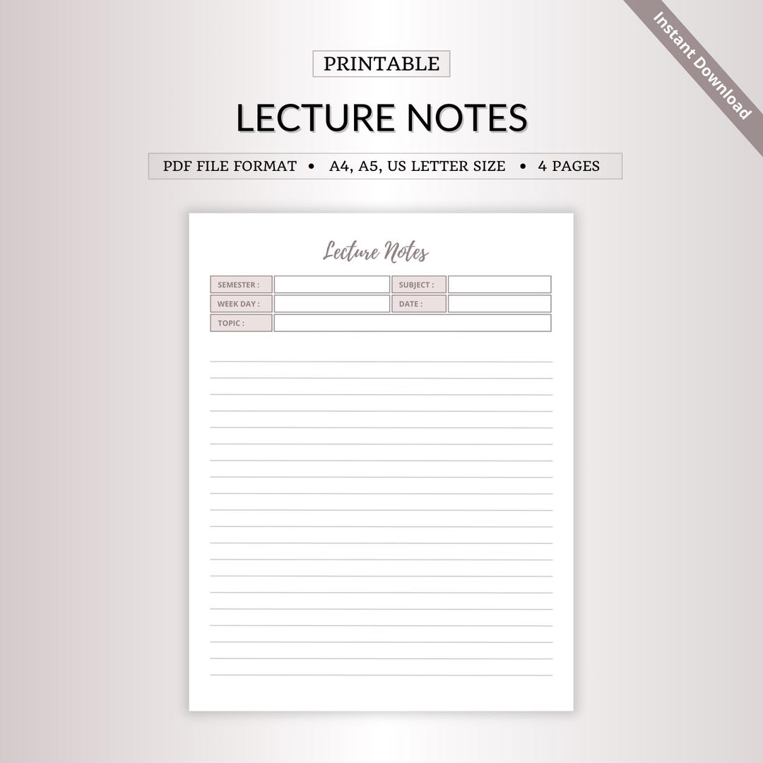 Printable Lecture Notes Printable Notes Pages - Etsy