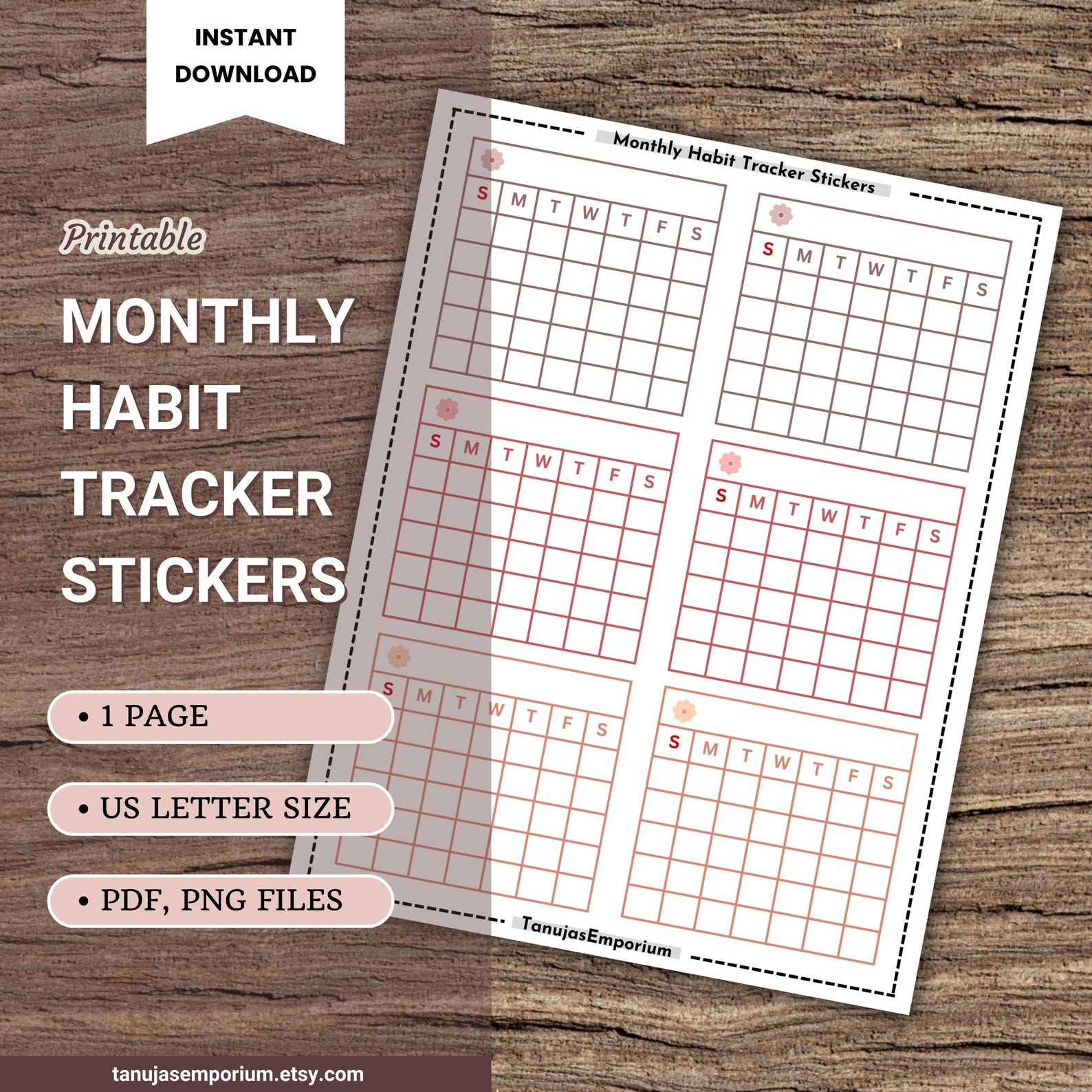 Printable Monthly Habit Tracker Stickers | Monthly Habit Tracker ...