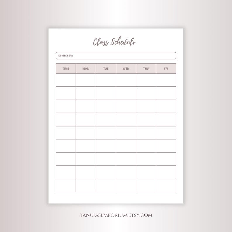 Class Schedule Printable | Class Schedule Planner - Etsy