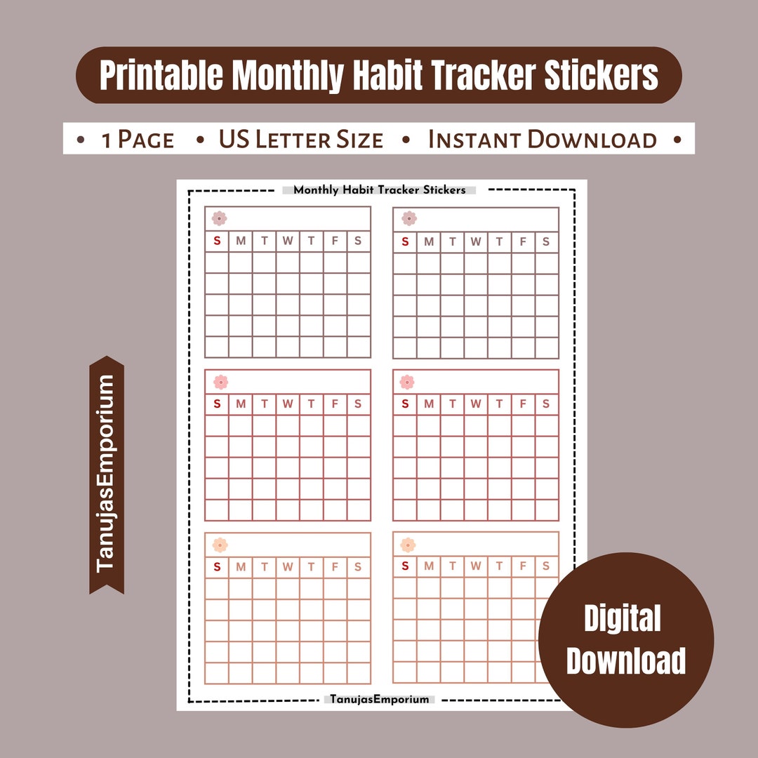 Printable Monthly Habit Tracker Stickers Monthly Habit Tracker Stickers ...