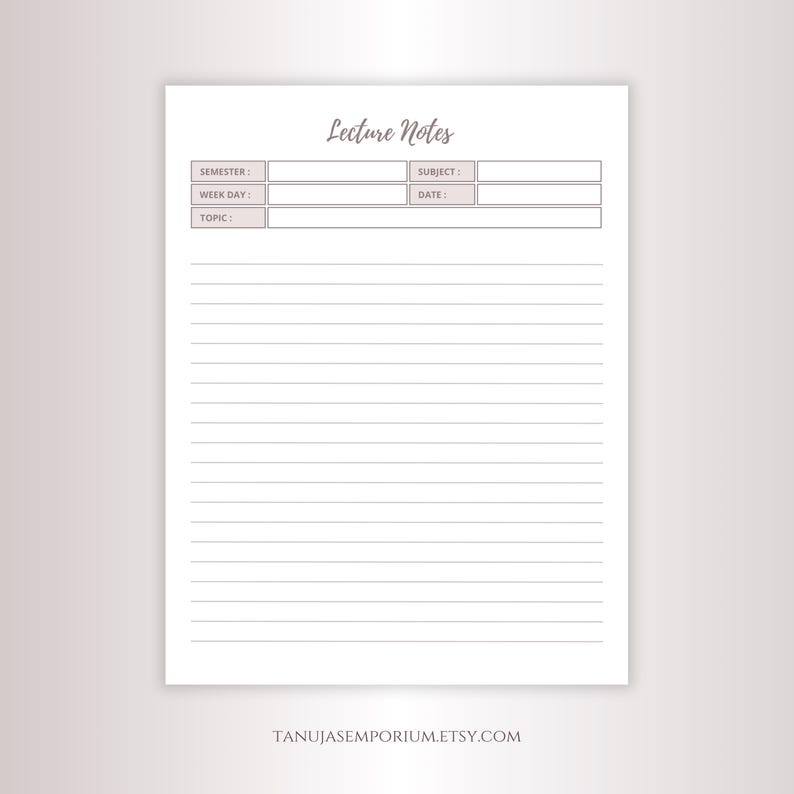 Printable Lecture Notes | Printable Notes Pages - Etsy