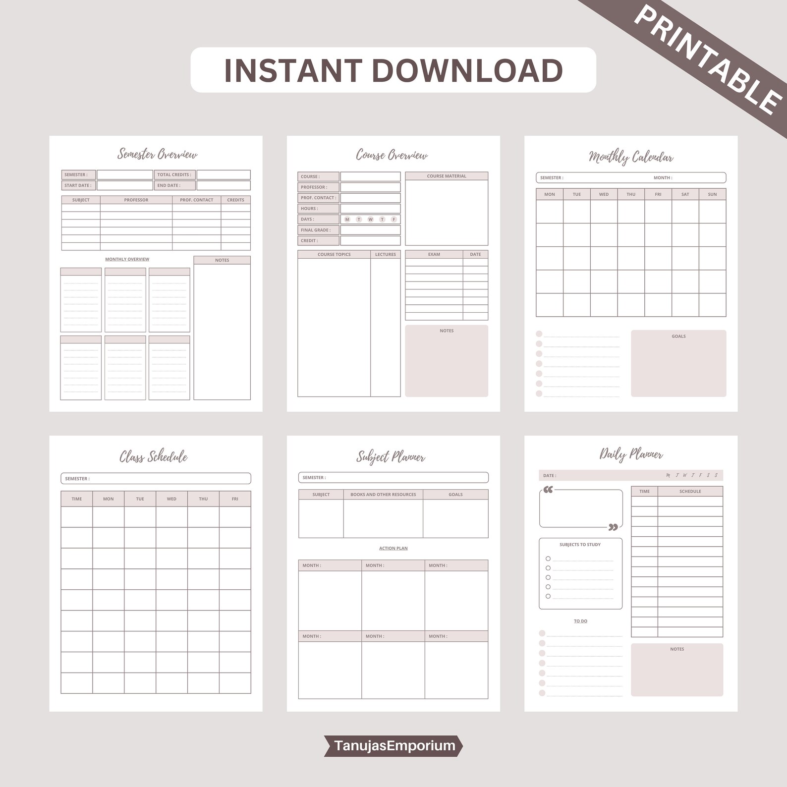 Student Study Planner Printable Student Planner - Etsy