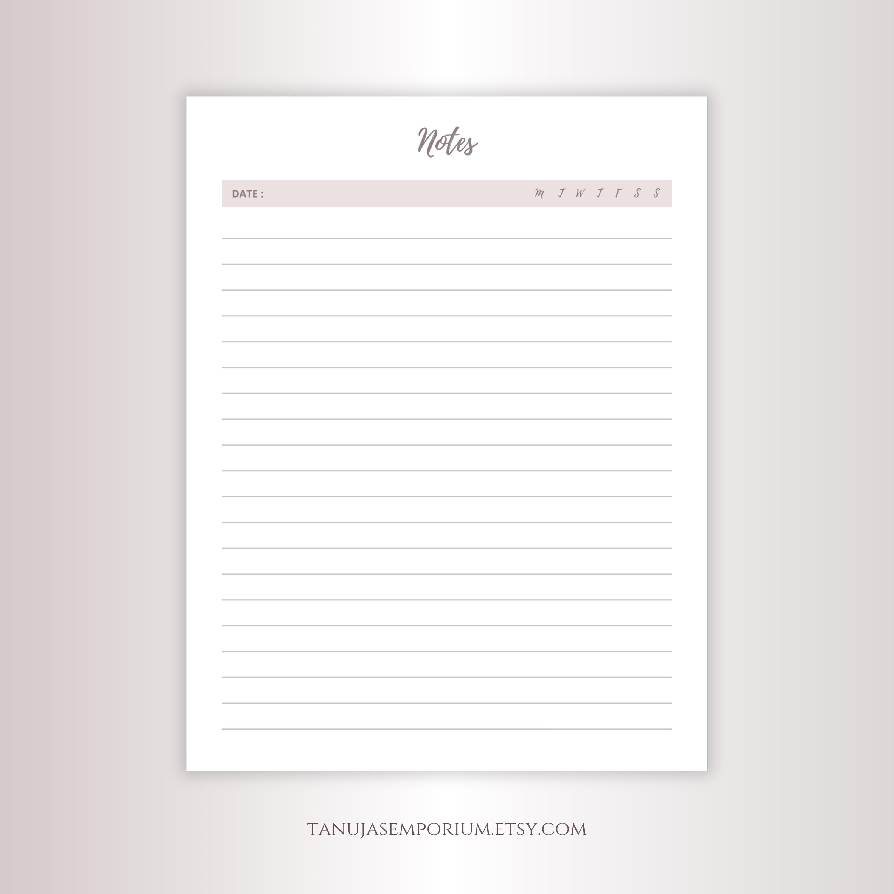 Printable Lecture Notes | Printable Notes Pages - Etsy